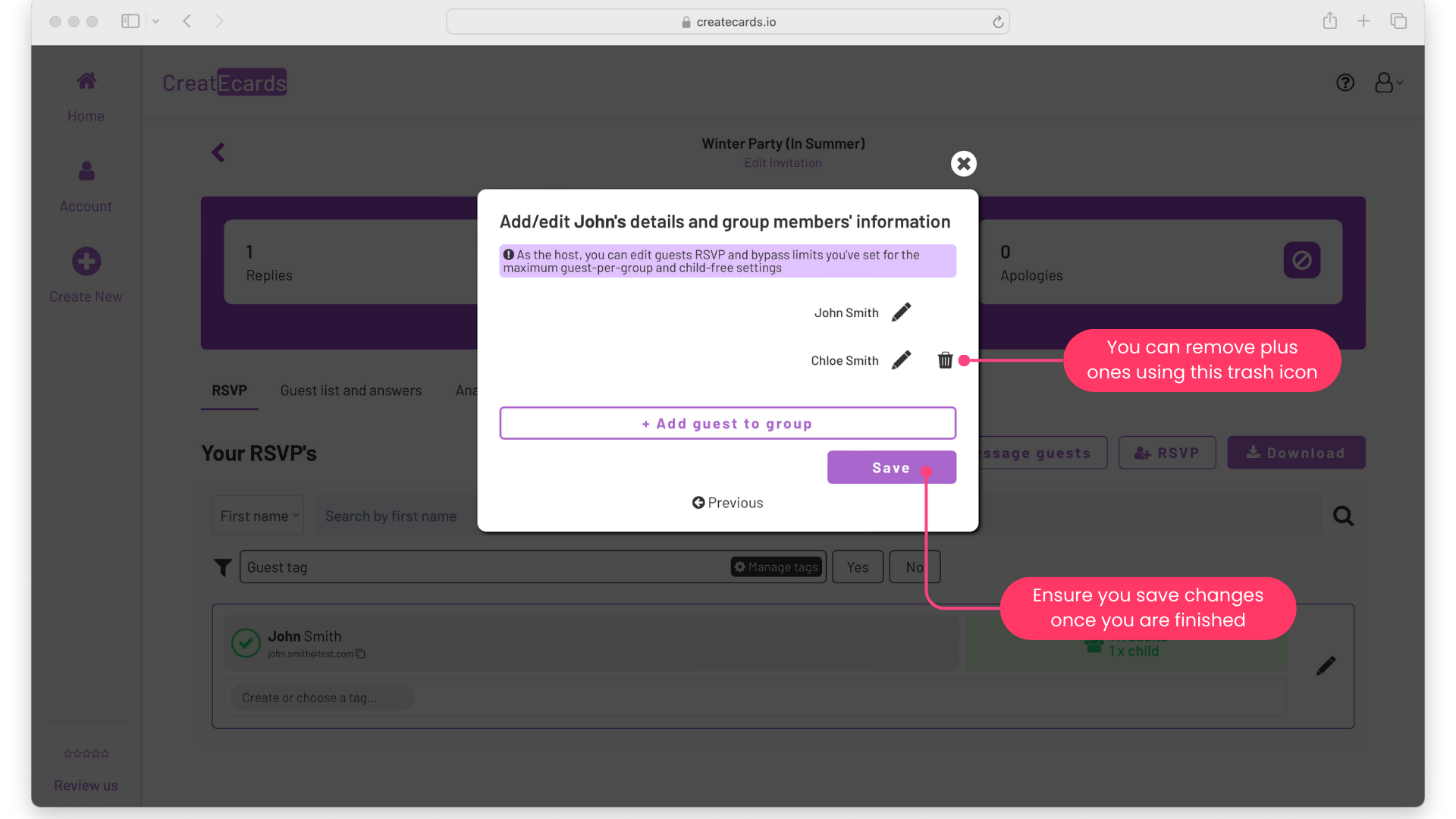 How to Edit RSVPs in My Dashboard – CreatEcards